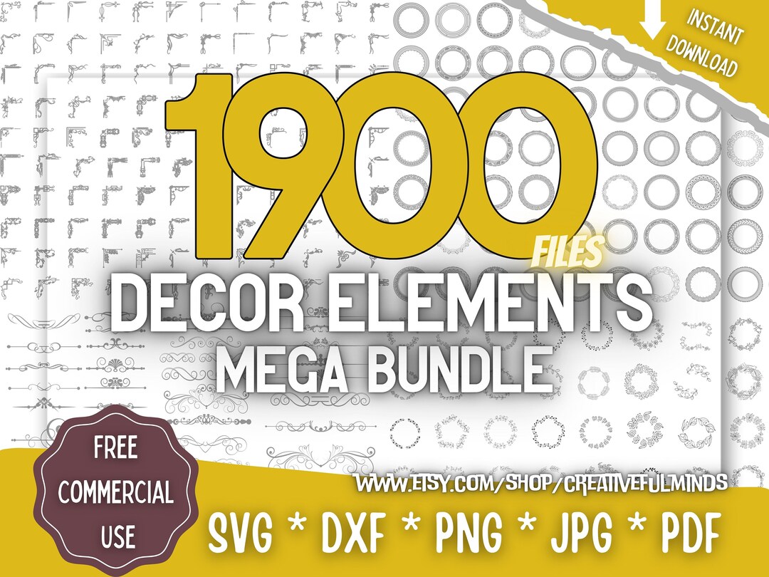 Decor Elements Mega Bundle SVG | Wreaths, Circles, Borders, Corners ...