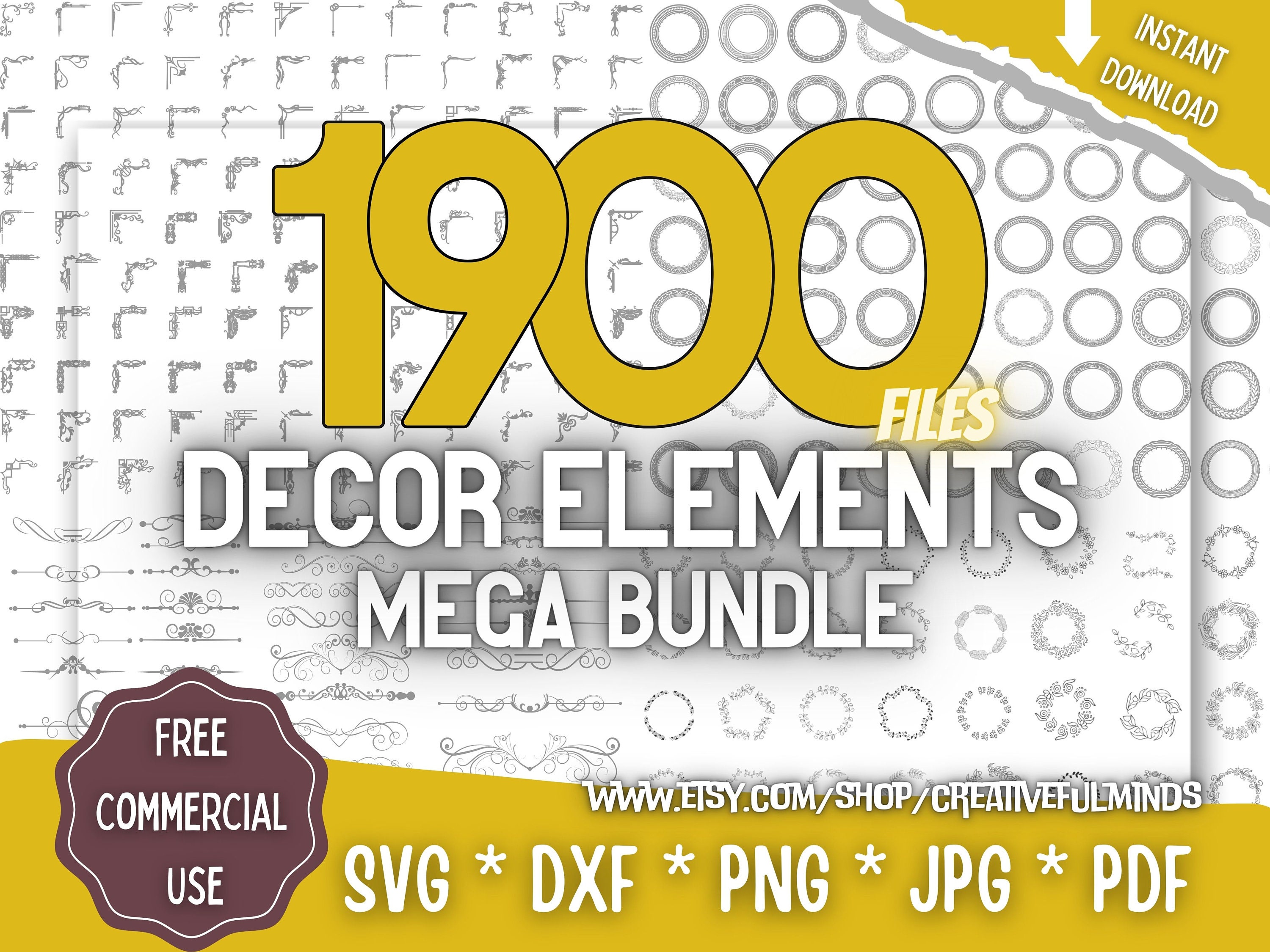 Decor Elements Mega Bundle SVG Wreaths Circles Borders - Etsy