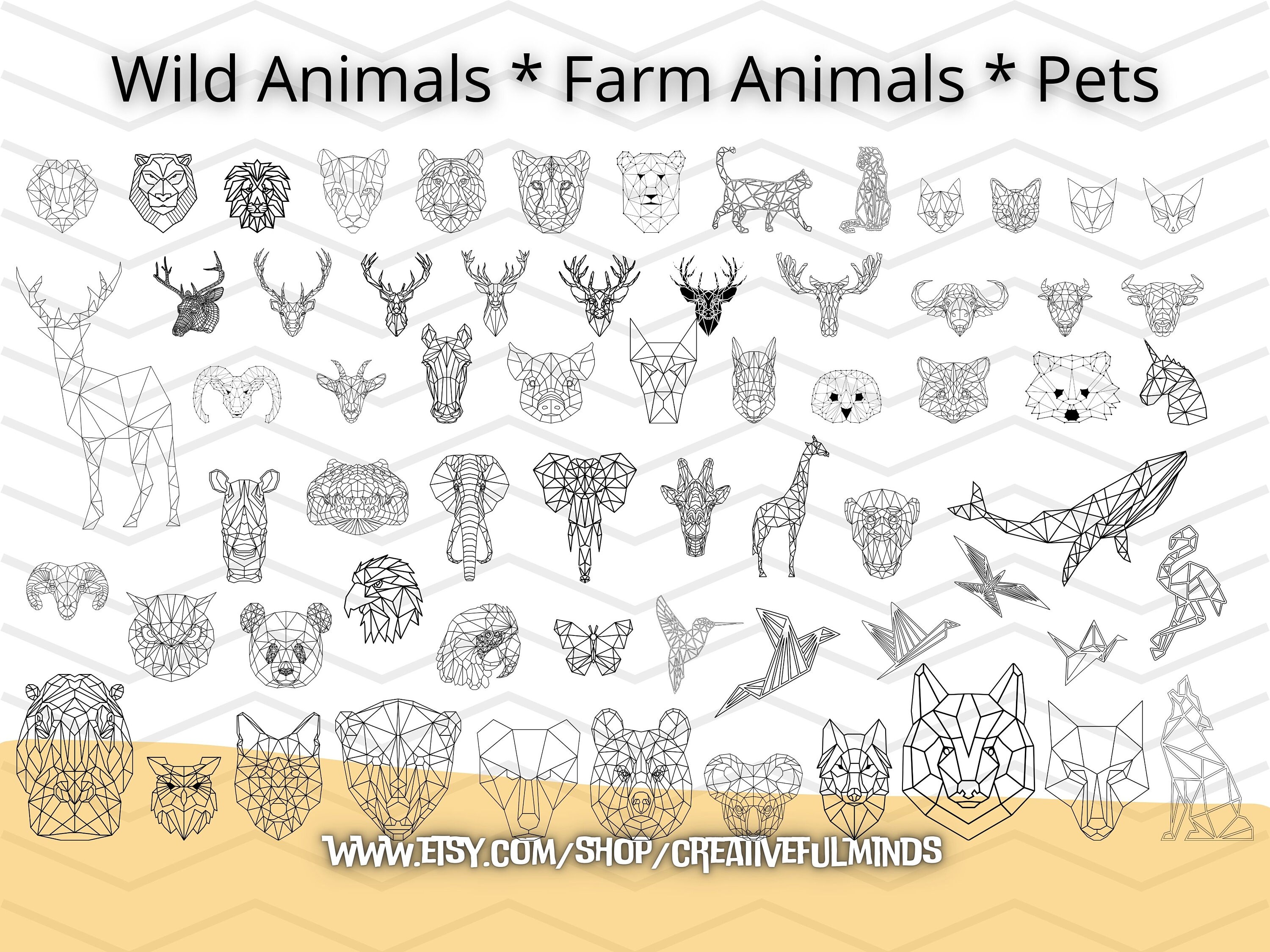 Geometric Animals SVG Bundle for Cricut CNC Laser Etc - Etsy UK