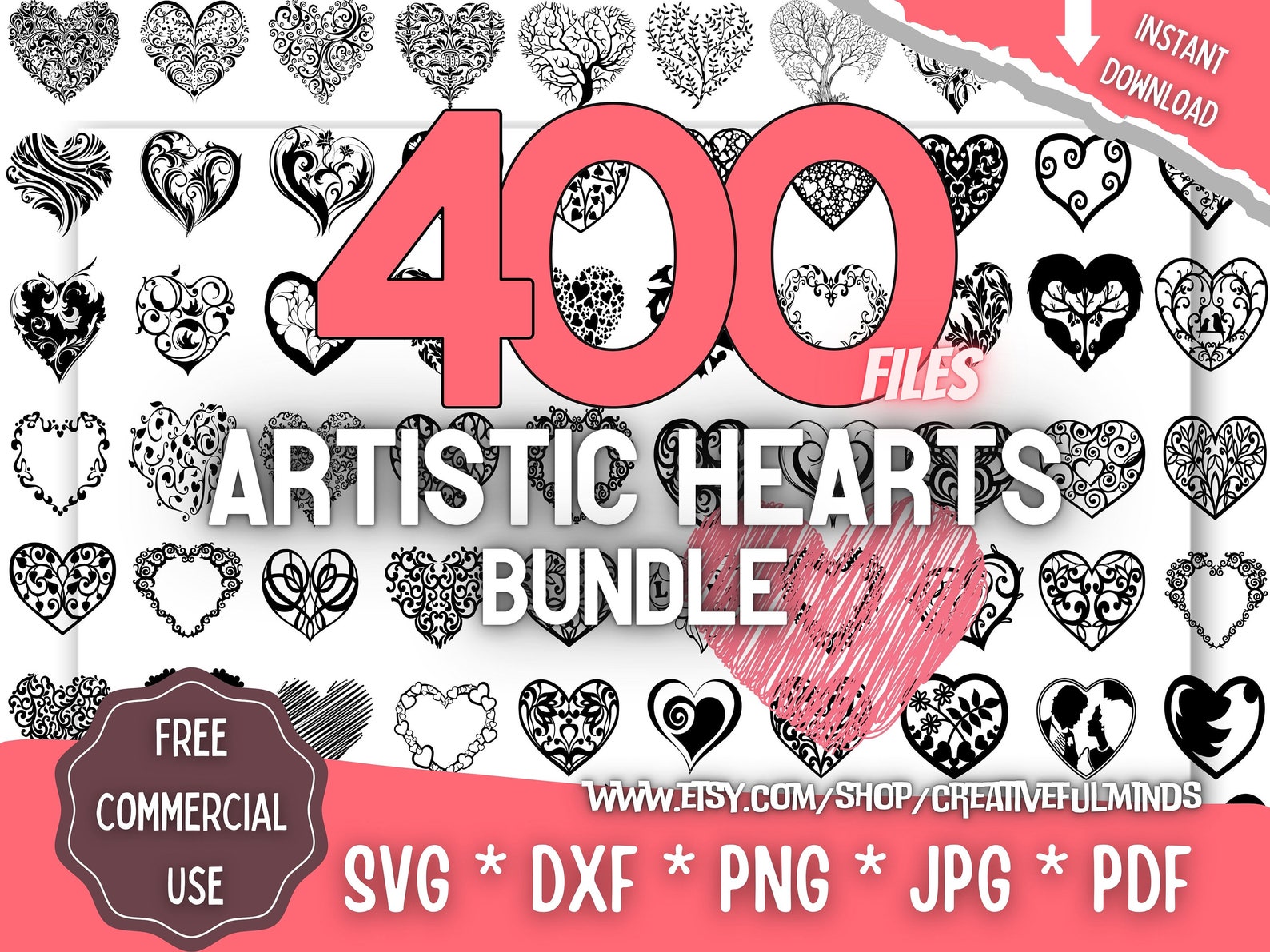 Hearts SVG Bundle | Artistic Heart Designs | for Cricut, CNC, Laser ...
