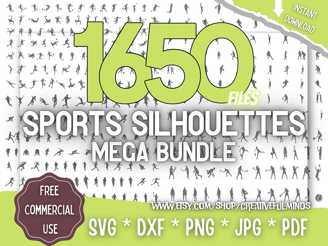 Sports Silhouettes Mega Bundle SVG | Soccer, Tennis, Running ...