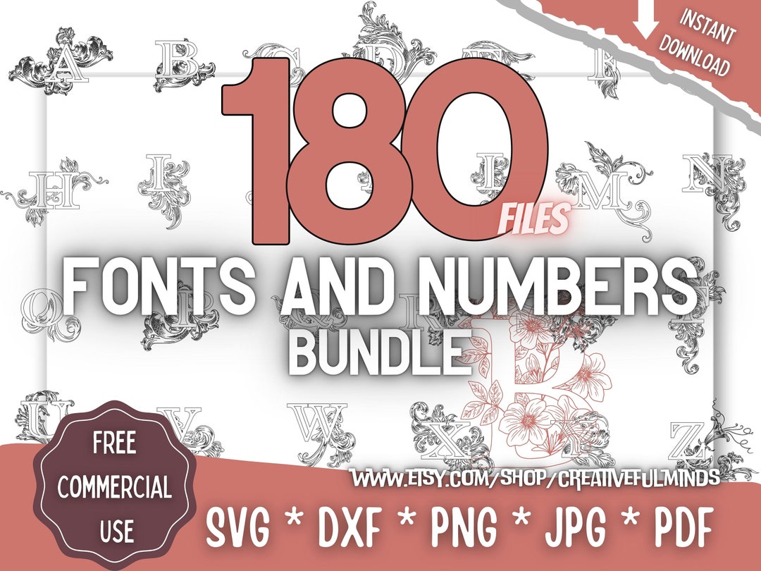 Floral Fonts and Numbers SVG Bundle | for Cricut, CNC, Laser, Etc ...