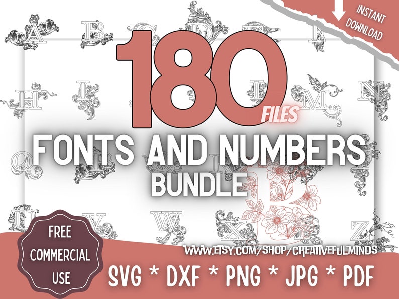 Floral Fonts and Numbers SVG Bundle for Cricut CNC Laser - Etsy