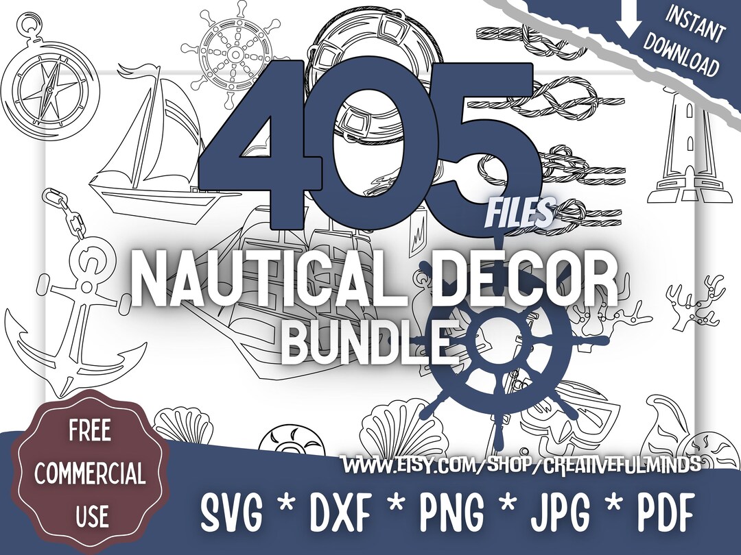 Nautical Decor SVG Bundle | Sailing, Ocean, Beach | for Cricut, CNC ...