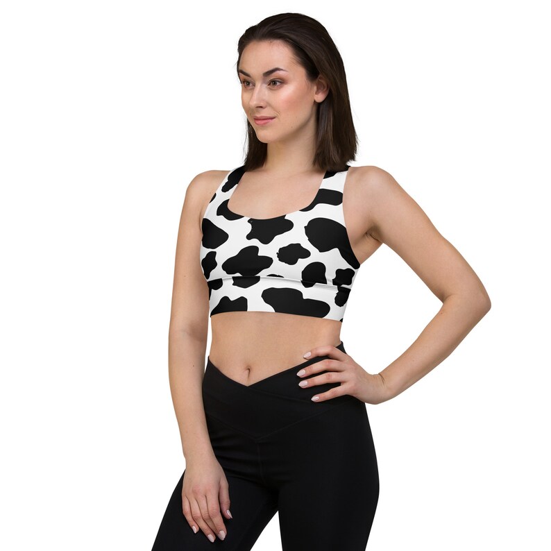 Cow Print Longline Sports Bra Etsy