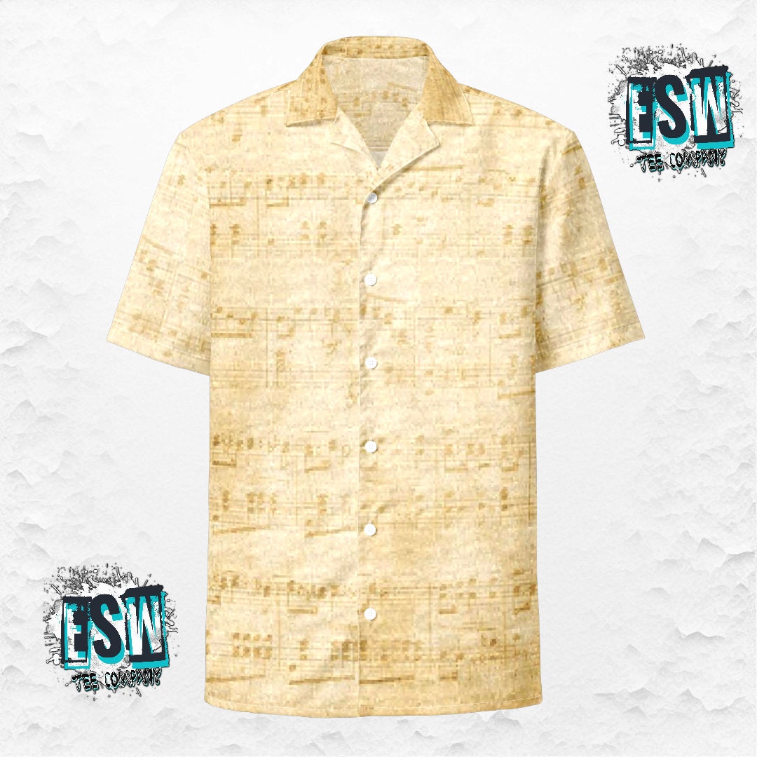 Musical Notes Print Unisex,men's Button Shirt, Men's Casual Dress Wear ...