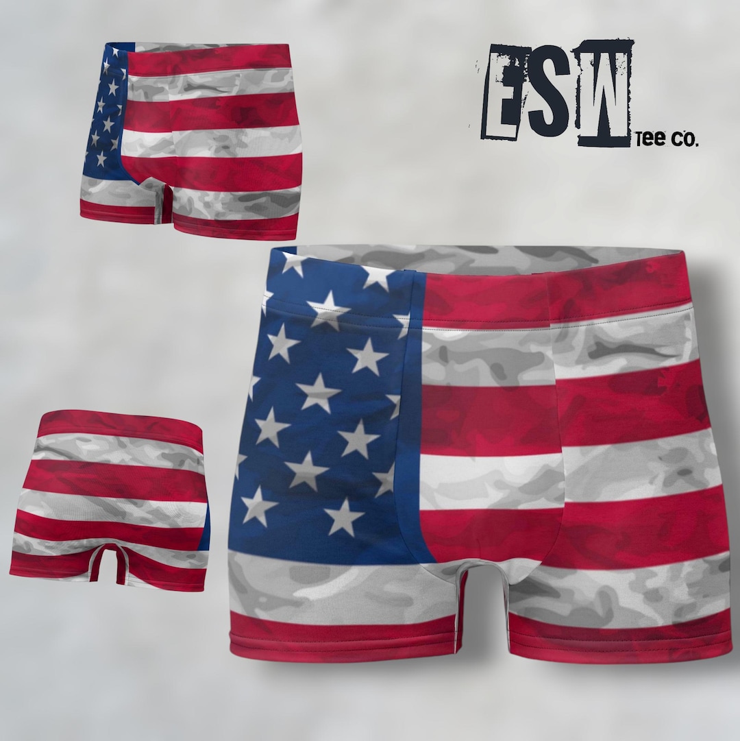 American Flag Print Men's Boxer Briefs, Men's Underwear - Etsy