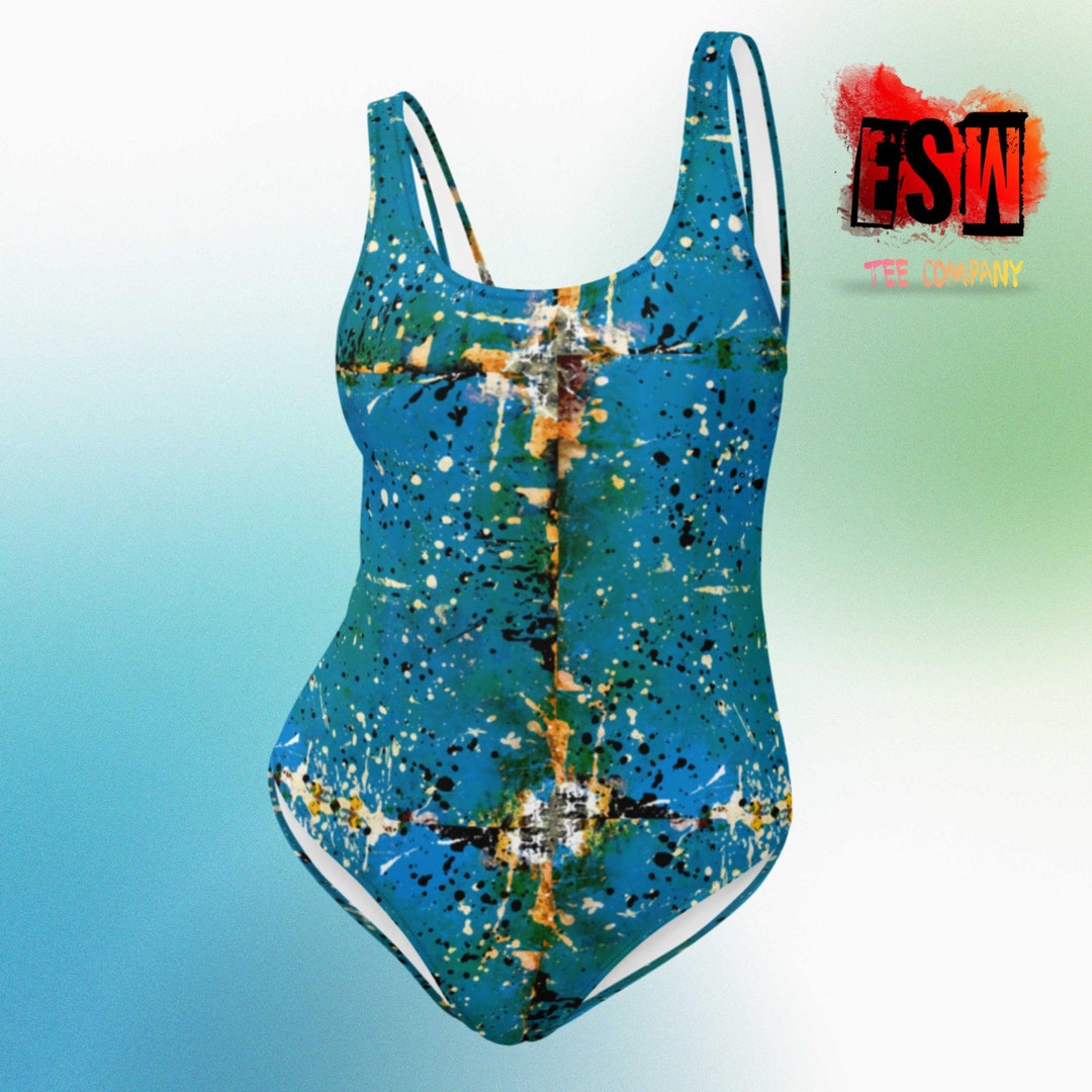Blue Paint One-piece Swimsuit - Etsy