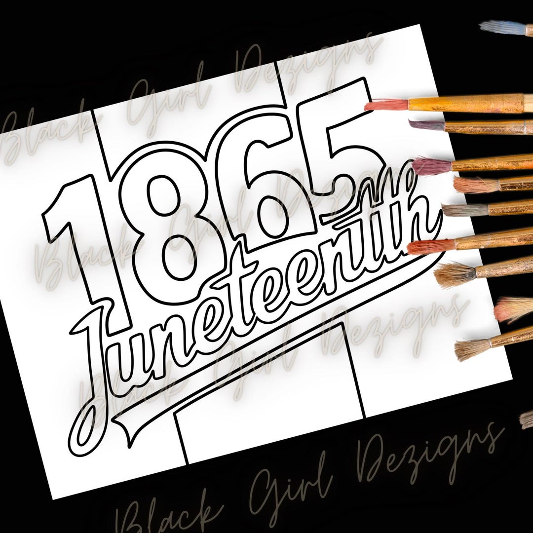 Juneteenth 1865 Paint and Sip Printable and Coloring Page, PNG Canvas ...