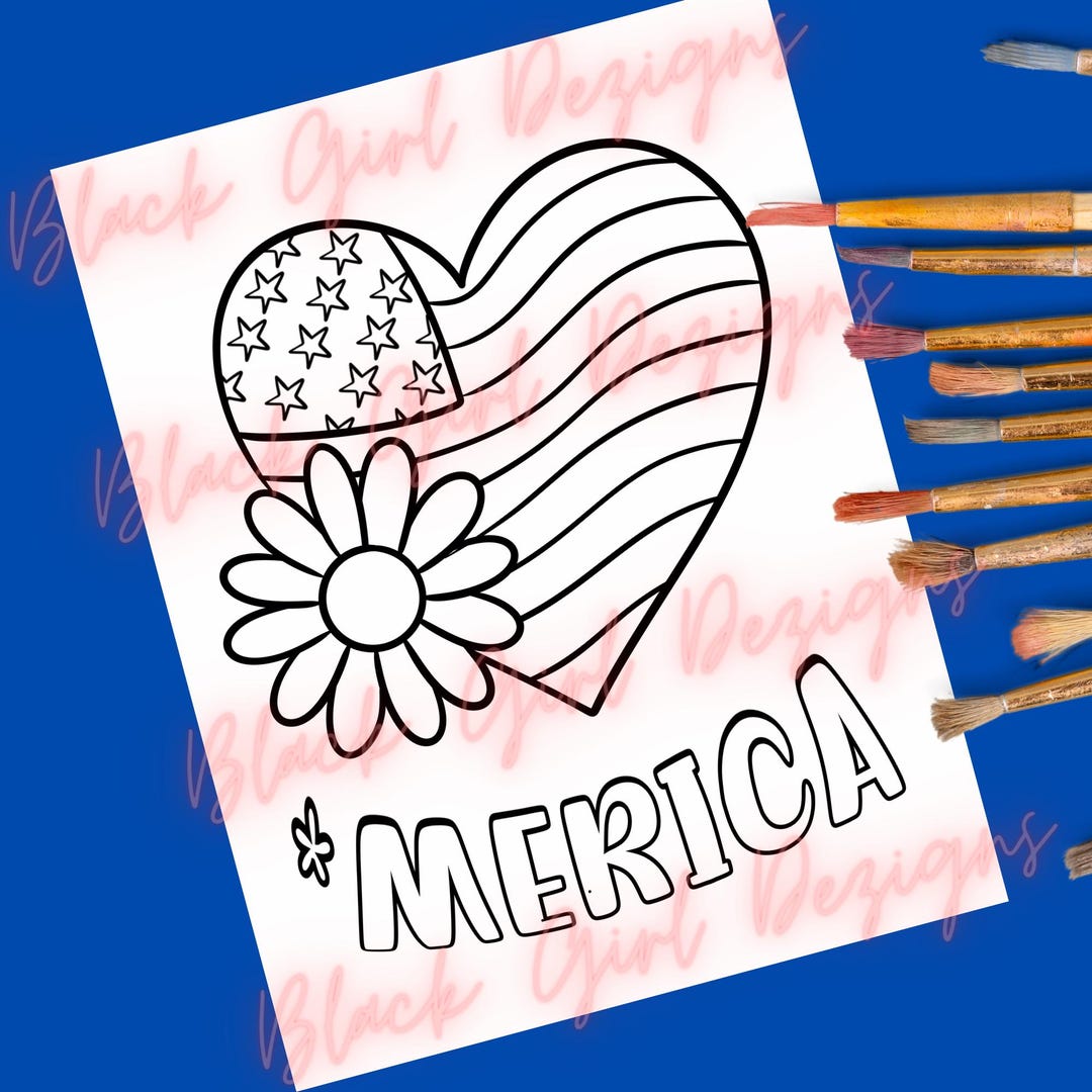 Patriotic Paint & Sip Printable - July 4th Coloring Page – “merica ...