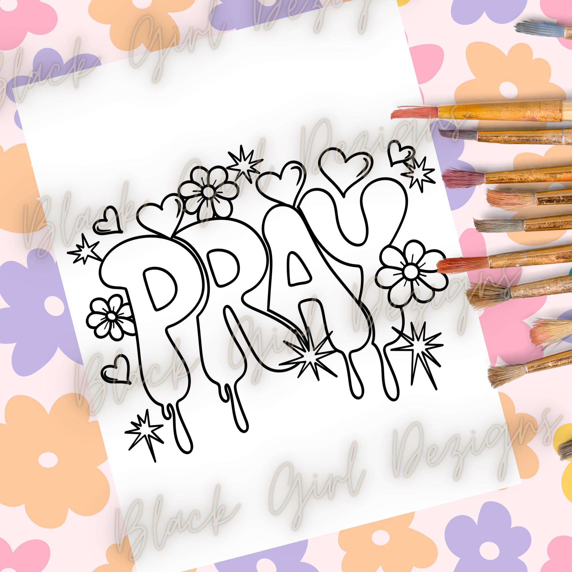 Pray Paint Party Printable: Christian Art Template (SVG, PNG, PDF Files ...