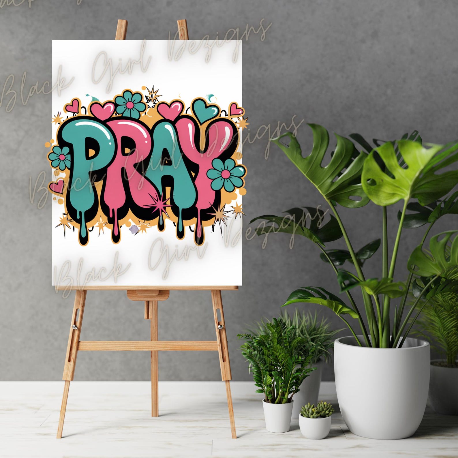 Pray Paint Party Printable: Christian Art Template (SVG, PNG, PDF Files ...
