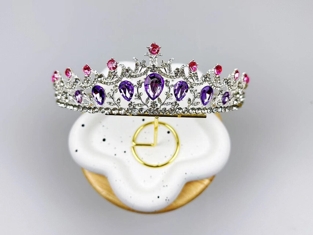 Luxury Handmade Purple Silver Tiara, Wedding Bridal Crown, Rhinestone ...