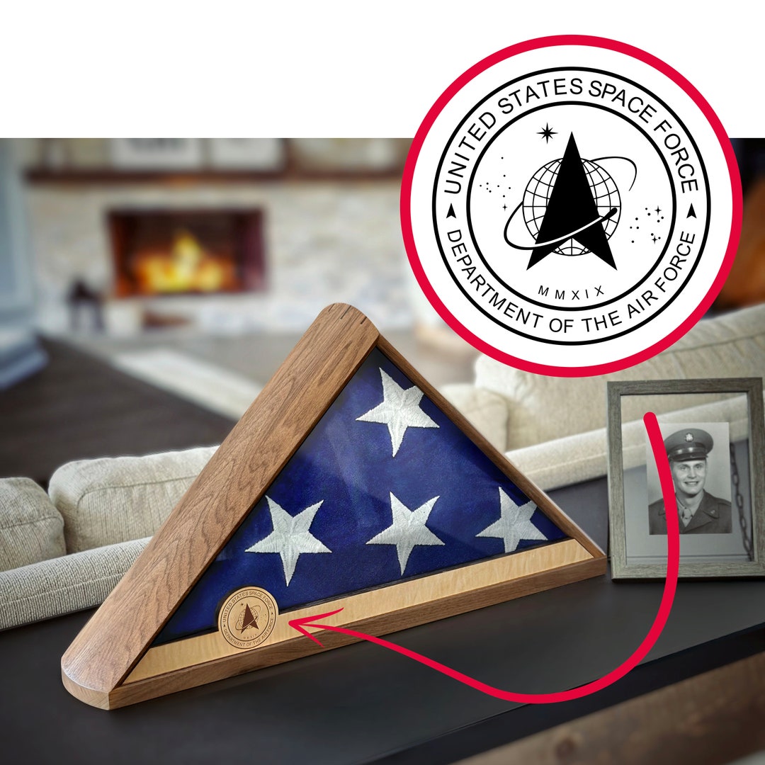 US Space Force Logo Emblem Seal Flag Display Case Personalized for 5' X ...