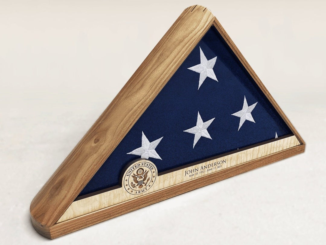 Personalized Memorial Flag Display Case for a 5' X 9.5' Burial or ...