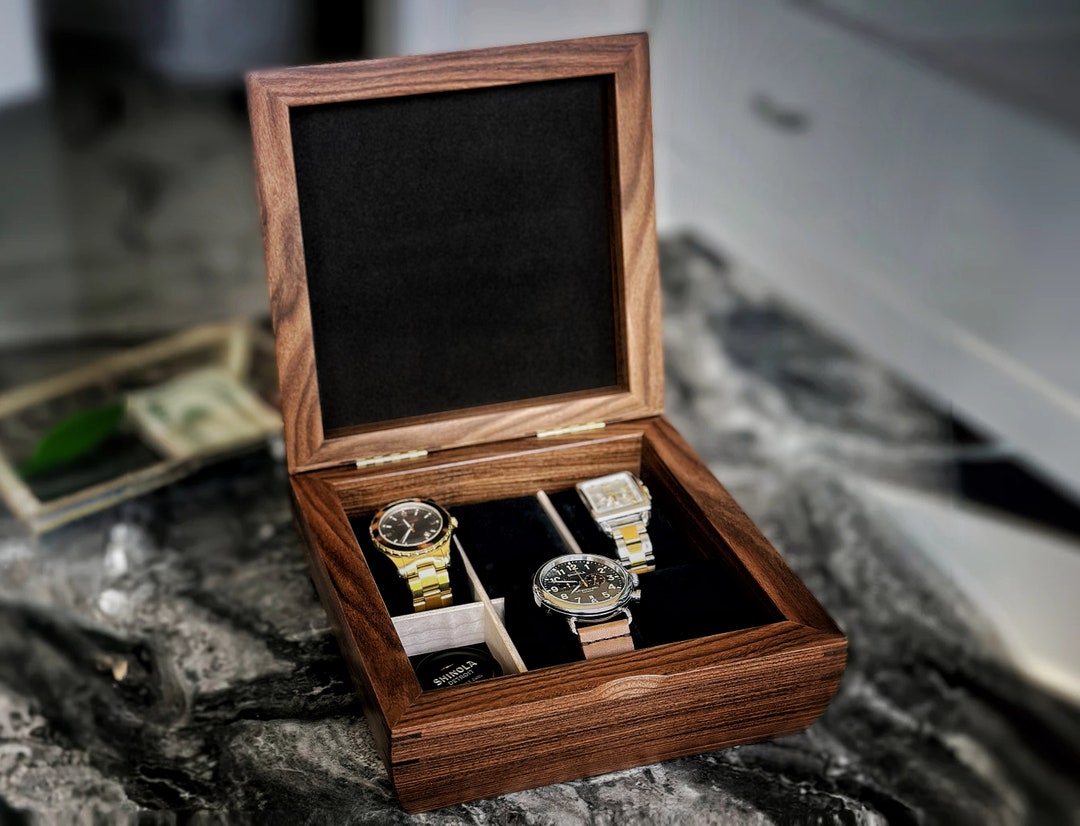 Custom Engraved Watch Box for Men, Solid Wood, 6 Divider Slots, for 6 ...