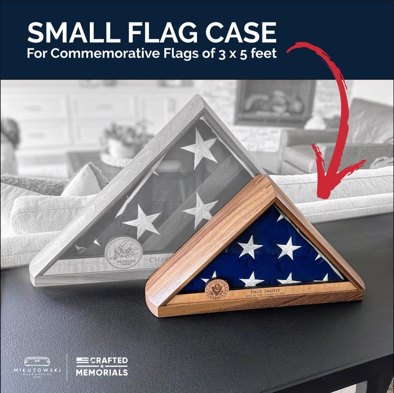 Personalized Memorial Flag Display Case for a 3' X 5' Commemorative ...