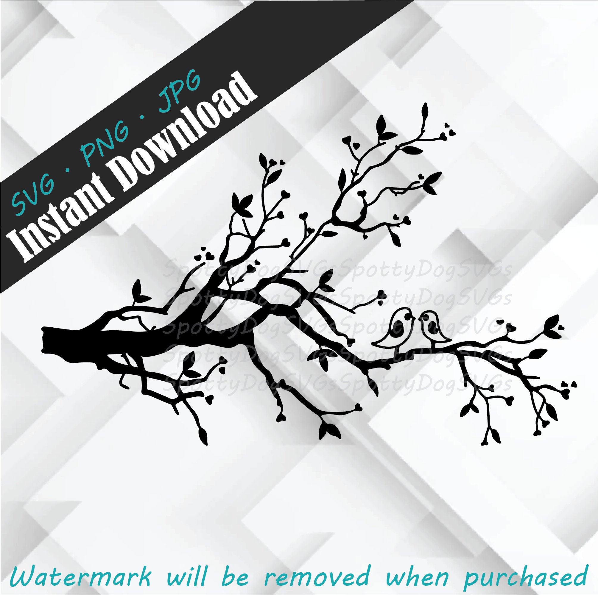 Instant Download, Png, SVG DOWNLOAD Love Birds, Tree Branch, Tree - Etsy