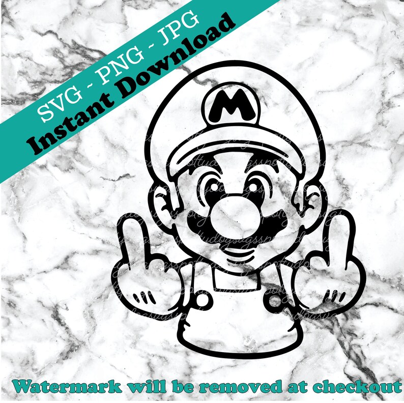 Instant Download, Png, SVG DOWNLOAD Flipping off Mario - Etsy