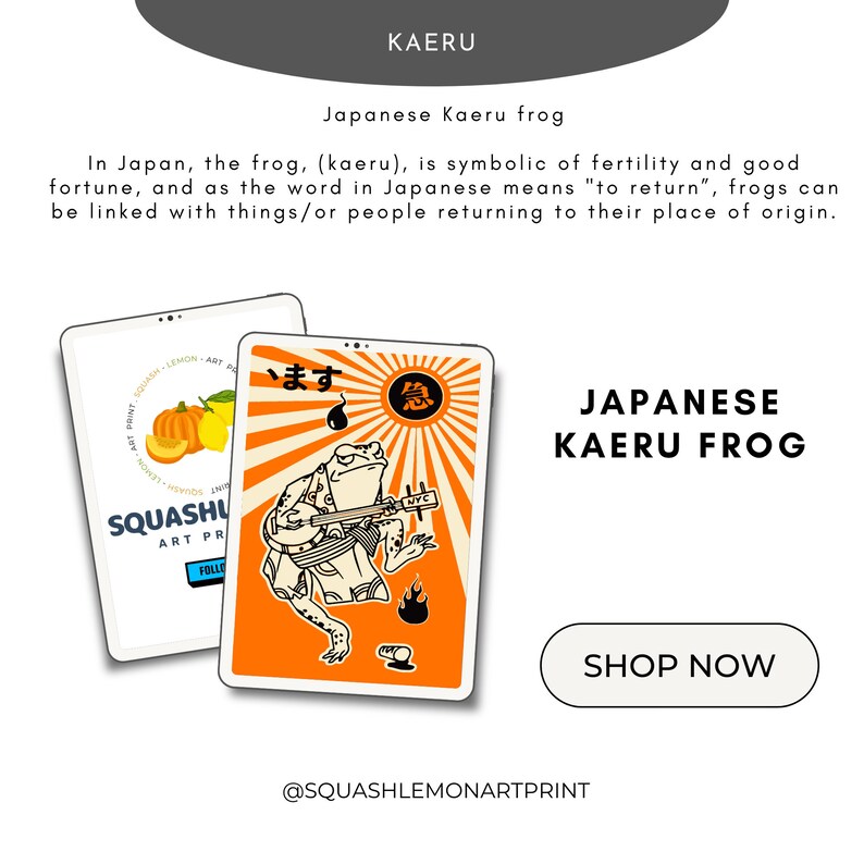 Wabi Sabi Fortune Frog/ Kaeru Art Print, Japanese Vintage Poster ...