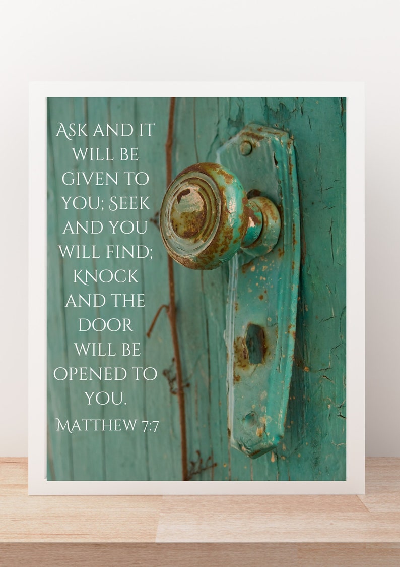 Matthew 7:7, Bible Verse, Christian Art, Optimism, Faith, Belief ...