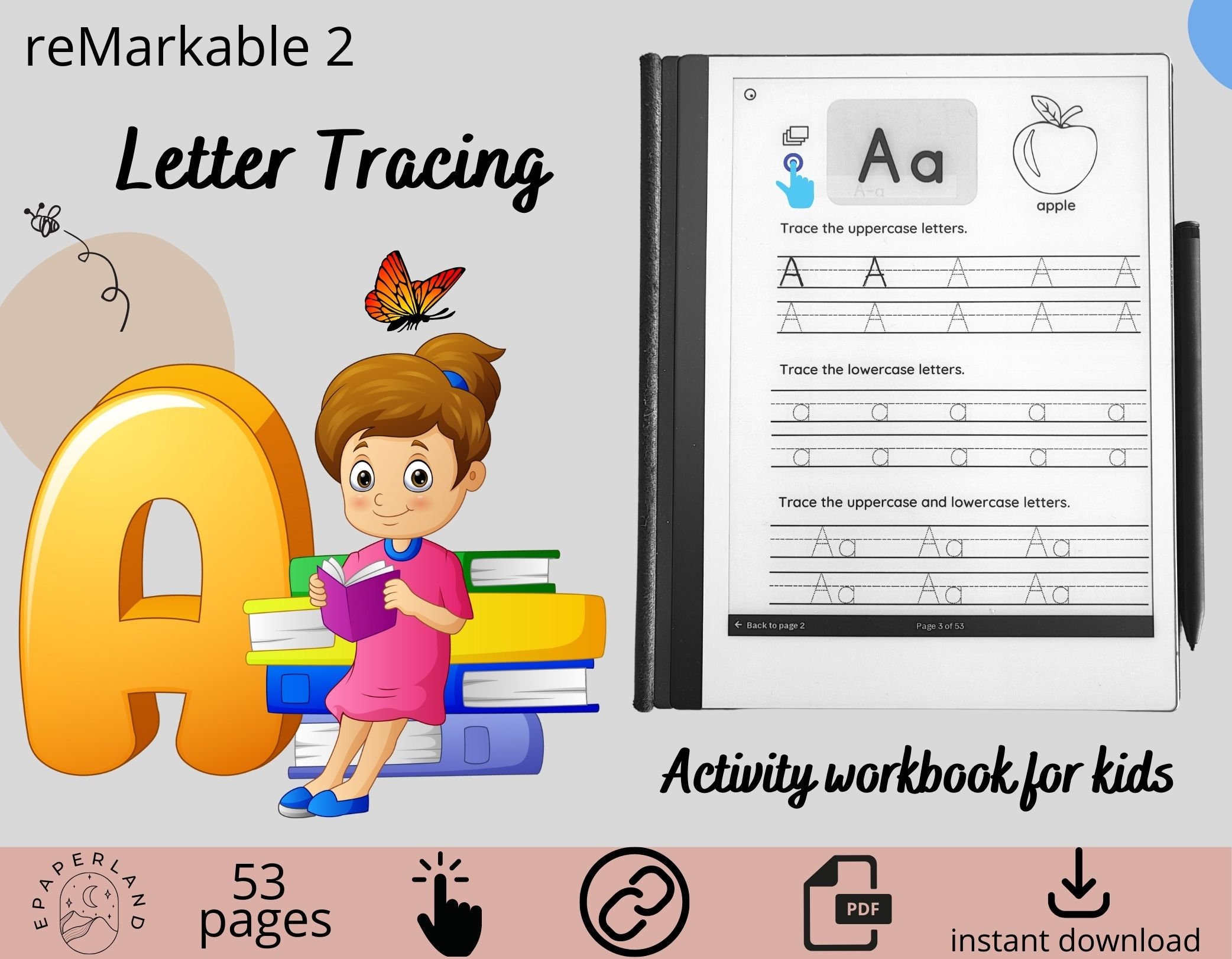 Letter Tracing - Activity Workbook for Kids - Remarkable 2 - Etsy
