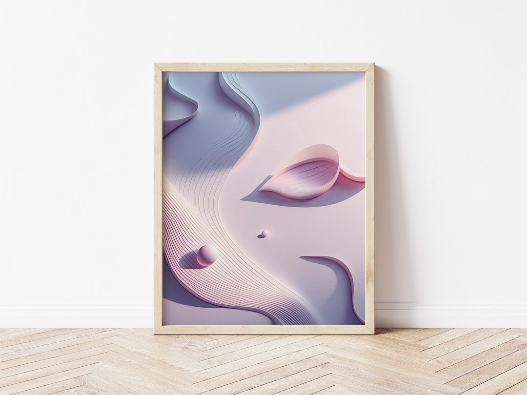 Light Pink & Purple Shapes, Instant Downloadable, Wall Art, Unique ...