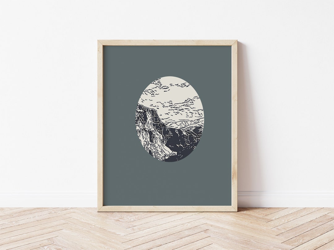 Dark Green Landscape Print, Instant Downloadable Art, Earthy Poster ...