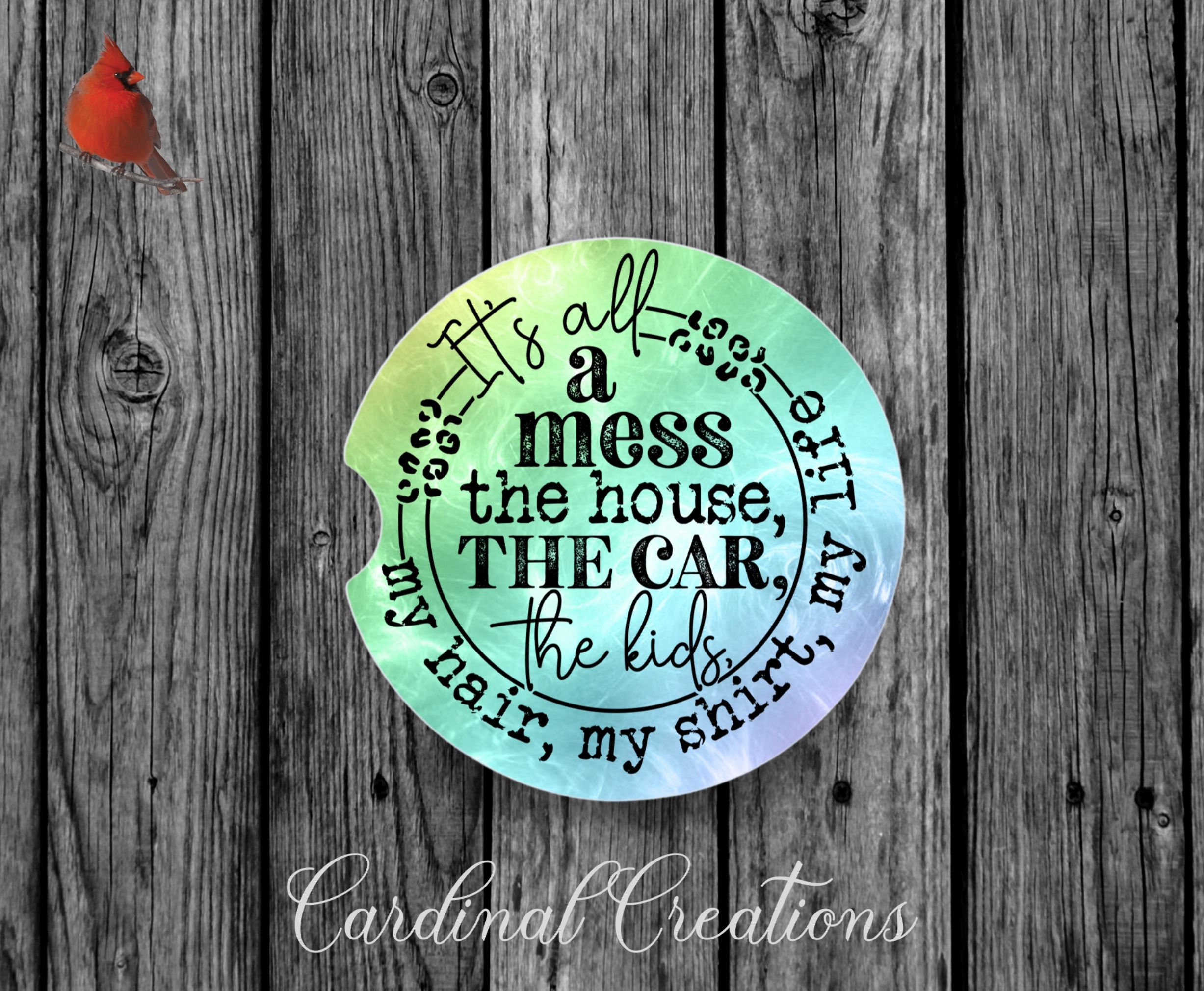 It's All a Mess (yellow Green Purple)...car Coaster Design - Etsy