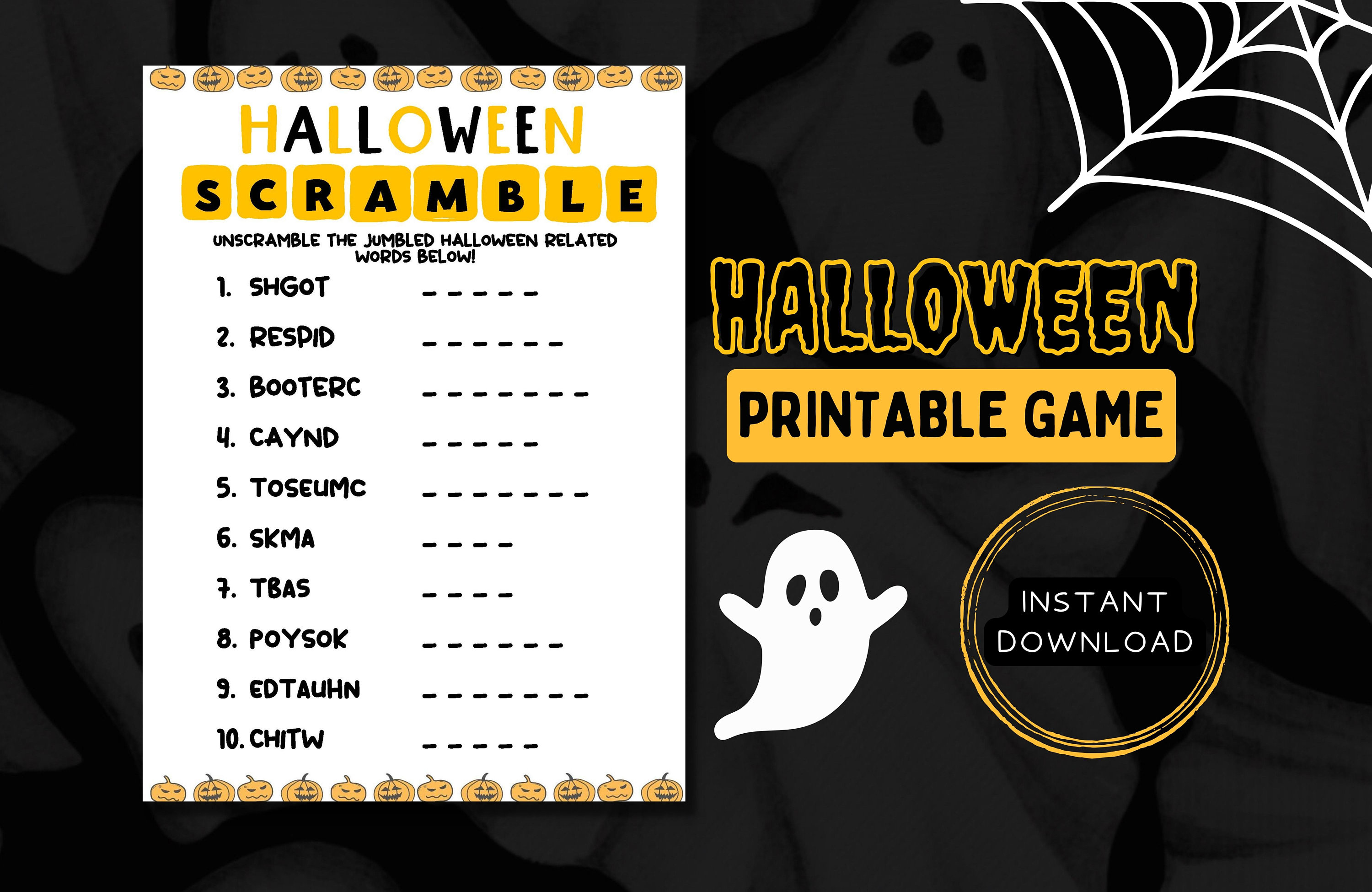 HALLOWEEN PRINTABLE GAME - Scramble Game, Halloween Activity for Kids ...