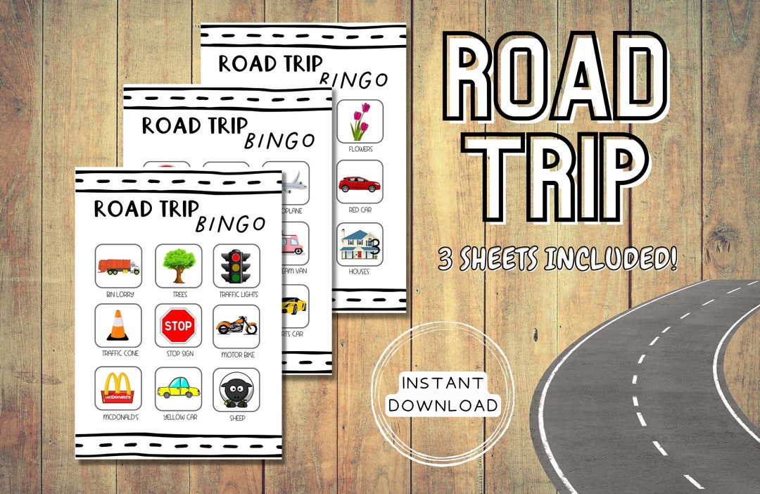 ROAD TRIP PRINTABLE - Bingo, Travel Game for Kids, Worksheet, Bundle ...