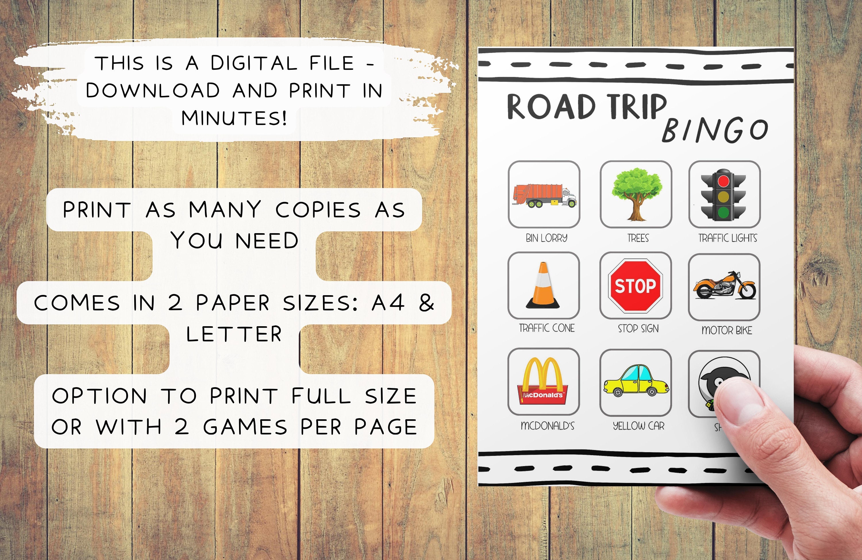 ROAD TRIP PRINTABLE - Bingo, Travel Game for Kids, Worksheet, Bundle ...