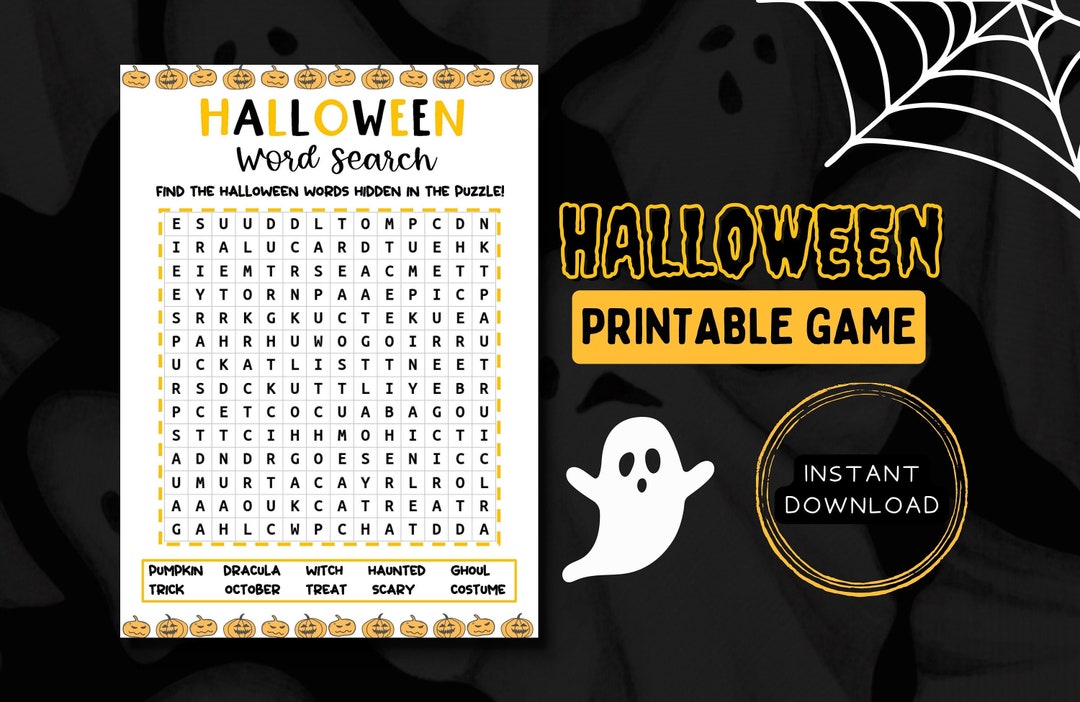 HALLOWEEN PRINTABLE GAME Word Search Game Halloween - Etsy
