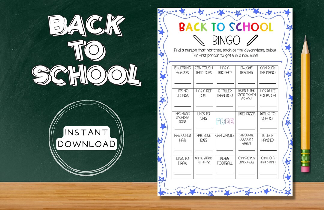 BACK 2 SCHOOL PRINTABLE - Kids Bingo, Classroom Game, Get to Know ...