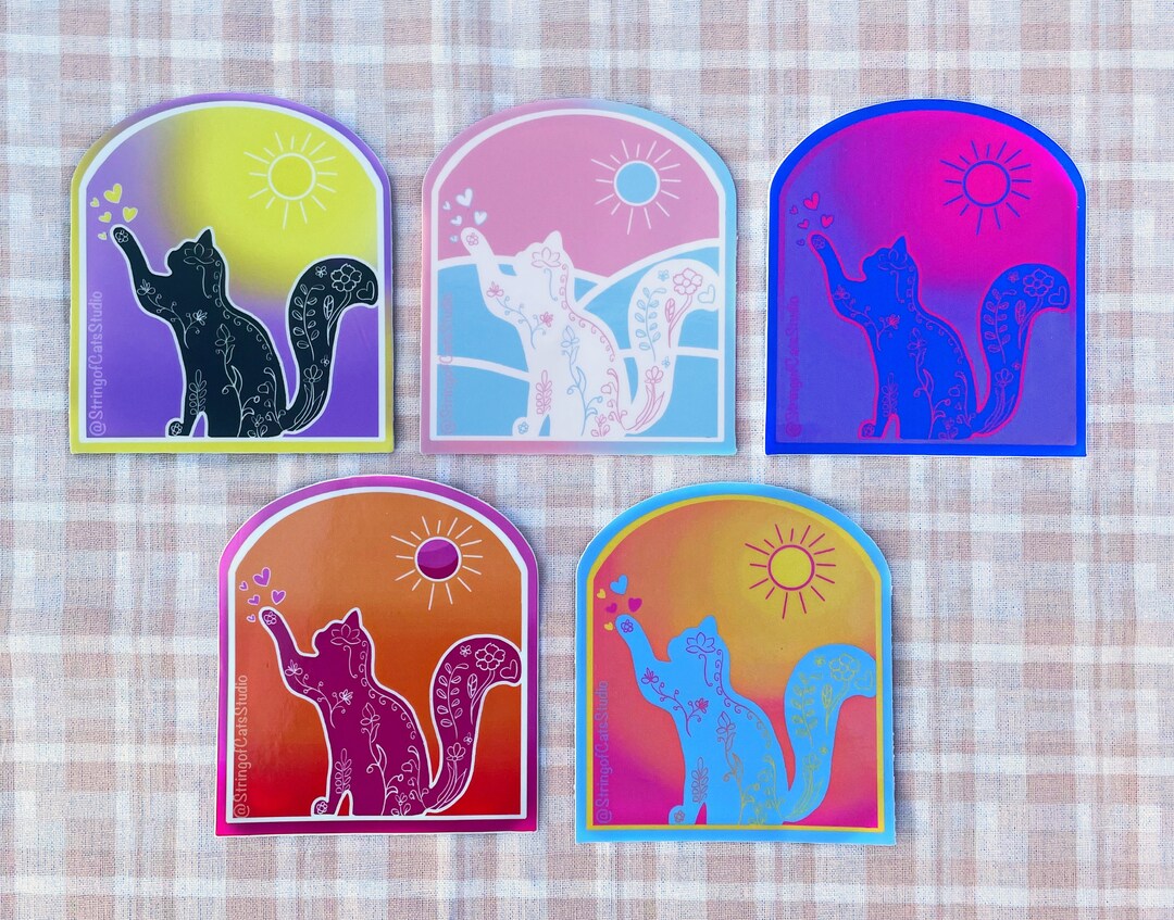 Subtle Pride Cat Stickers, Purrr Ride Cat Stickers, Gay Pride Support ...