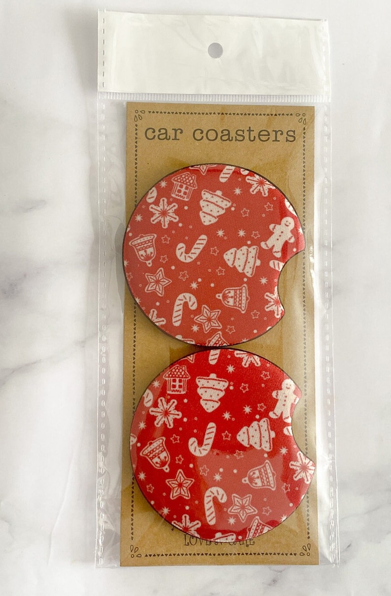 Christmas Holidays Coaster Designs, Set of 2, Cute Aesthetic Car ...