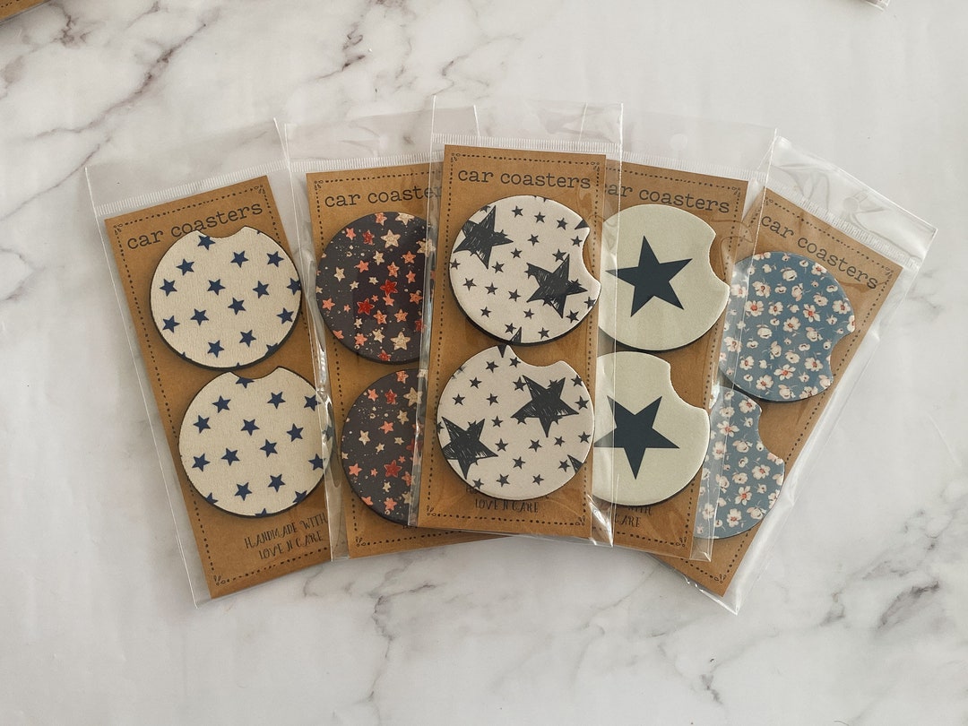 Cute Star Theme Car Coasters, Set of 2, Cute Aesthetic Car Coasters ...