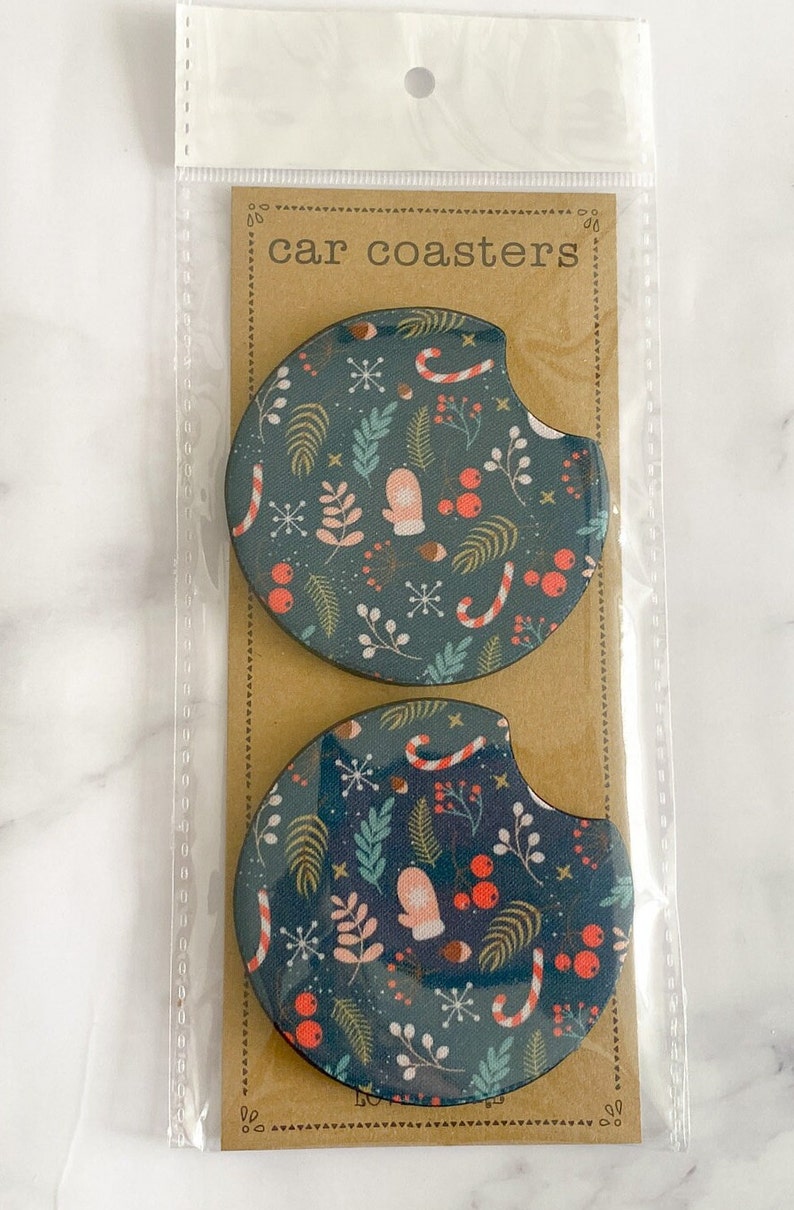 Christmas Holidays Coaster Designs, Set of 2, Cute Aesthetic Car ...