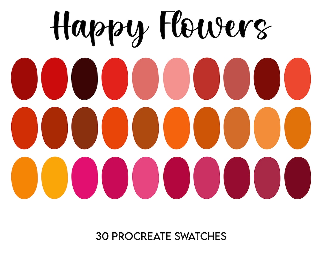 Happy Flowers Procreate Palette Swatches Bright Color Palette