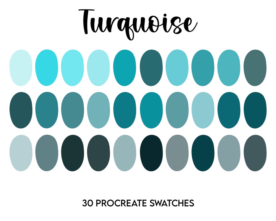 Turquoise Blue Procreate Palette // Swatches // Muted Color Palette ...