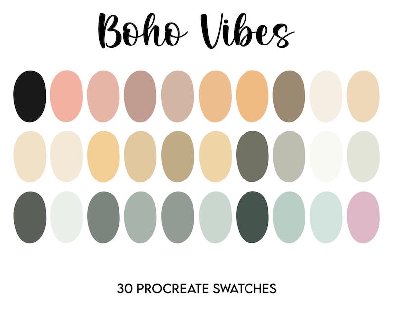 Boho Vibes Procreate Palette // Swatches // Muted Color Palette // iPad ...