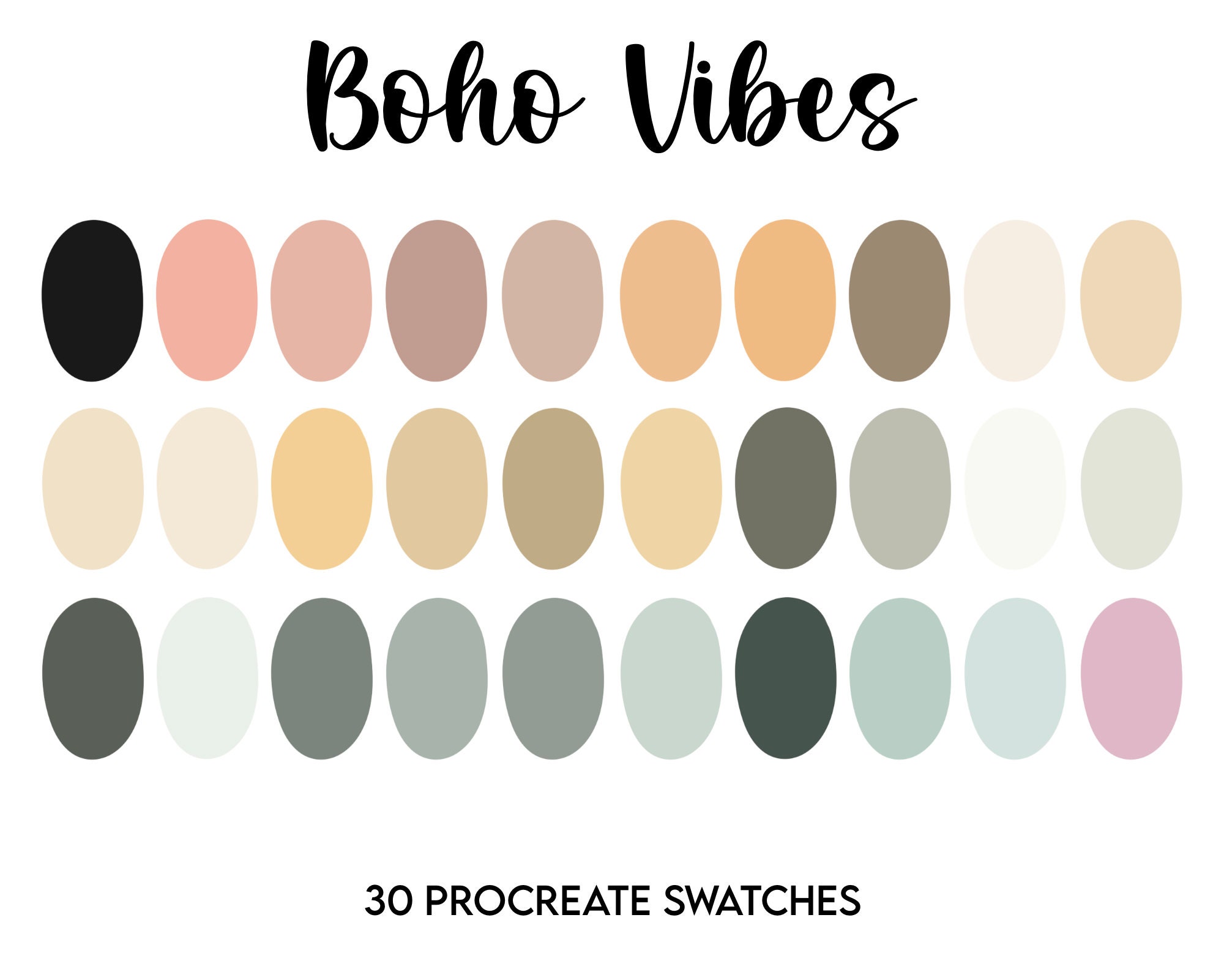 Boho Vibes Procreate Palette // Swatches // Muted Color Palette // iPad ...
