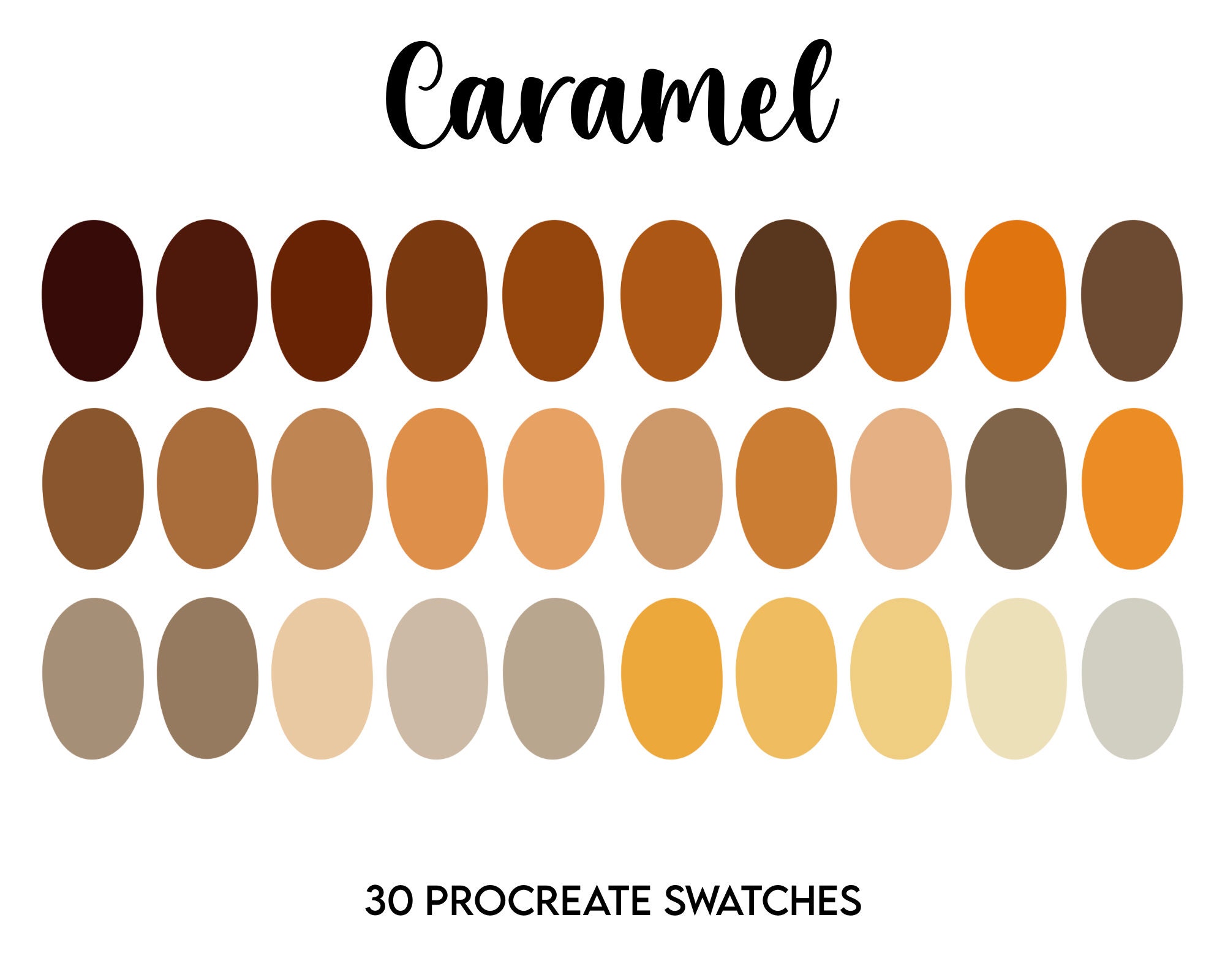 Caramel Procreate Palette // Swatches // Color Palette // iPad Colours ...