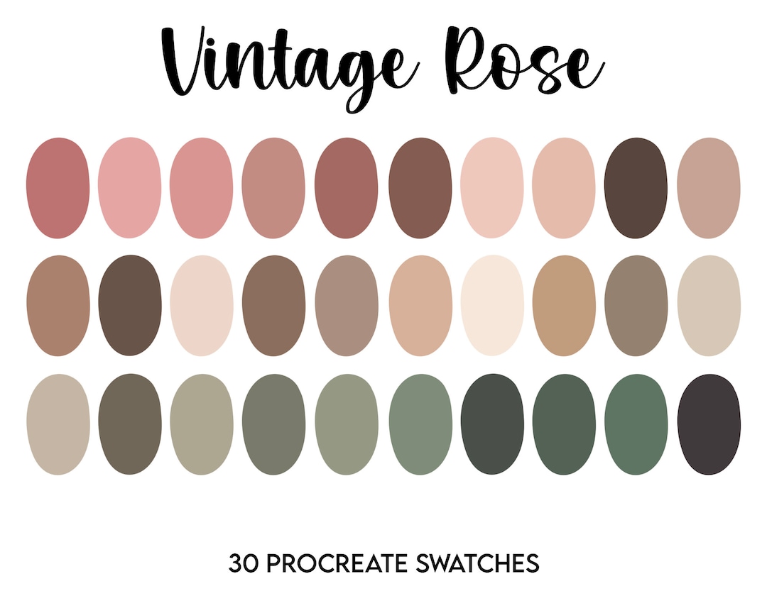 Vintage Rose Procreate Palette // Swatches // Muted Color Palette ...