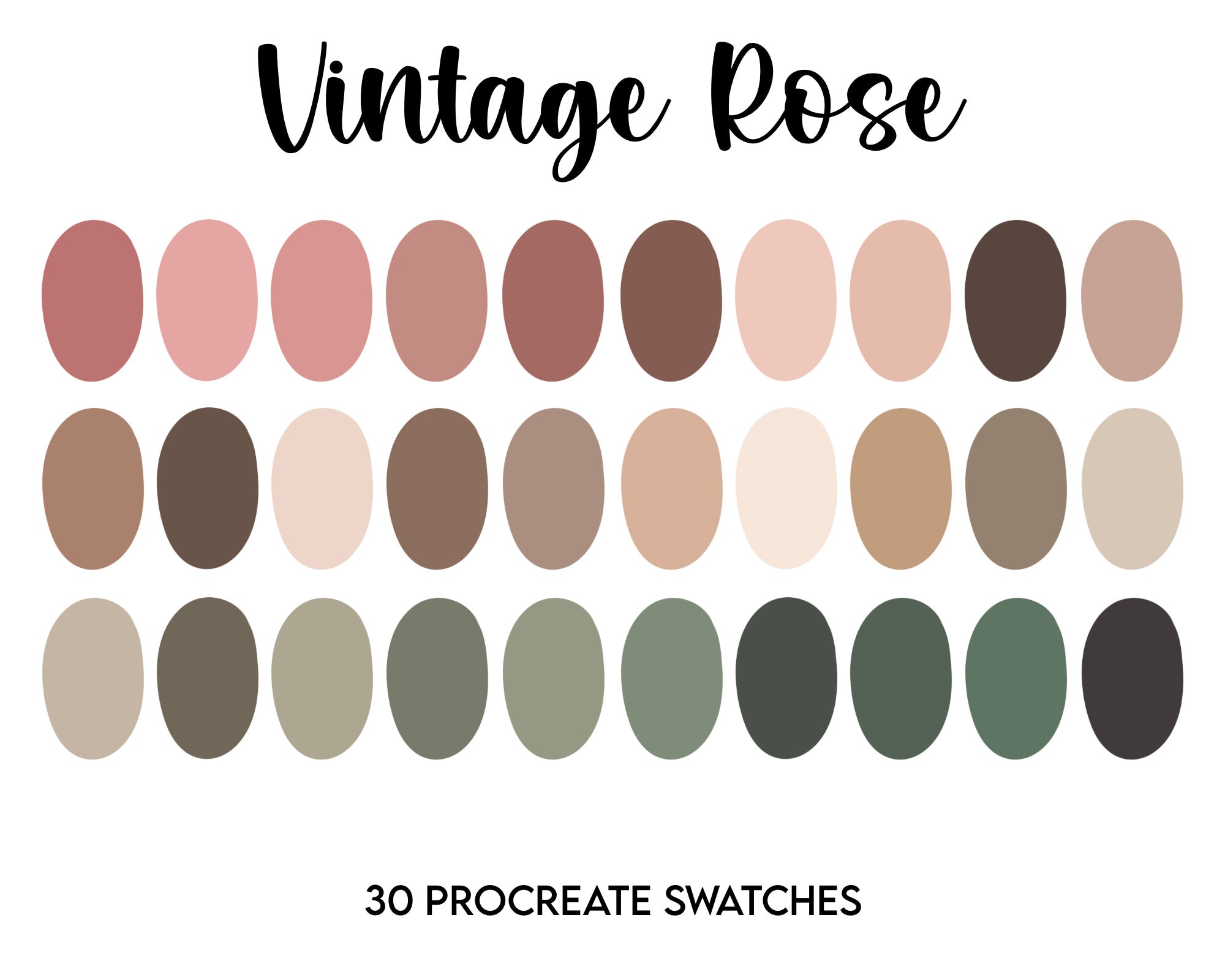Vintage Rose Procreate Palette // Swatches // Muted Color Palette ...