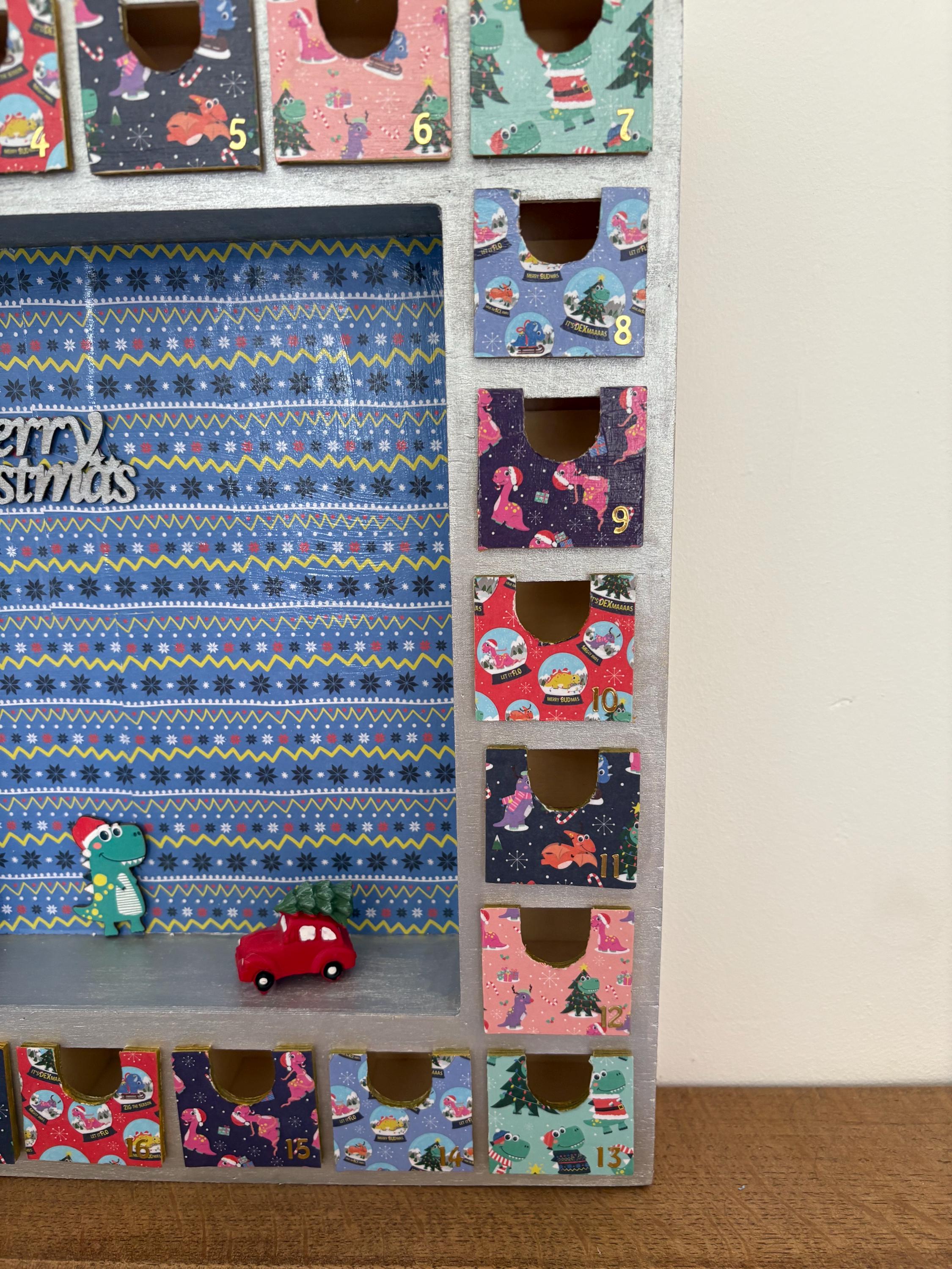 Handpainted Wooden Advent Calendar - Dinosaur Rex - Etsy