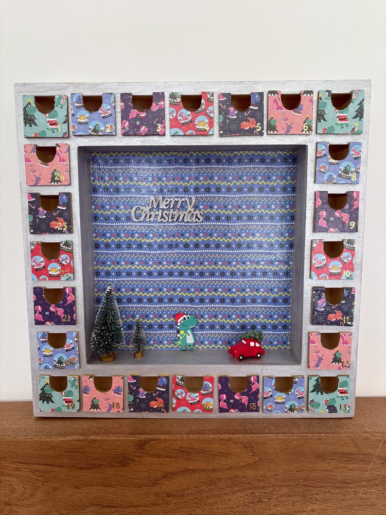 Handpainted Wooden Advent Calendar - Dinosaur Rex - Etsy