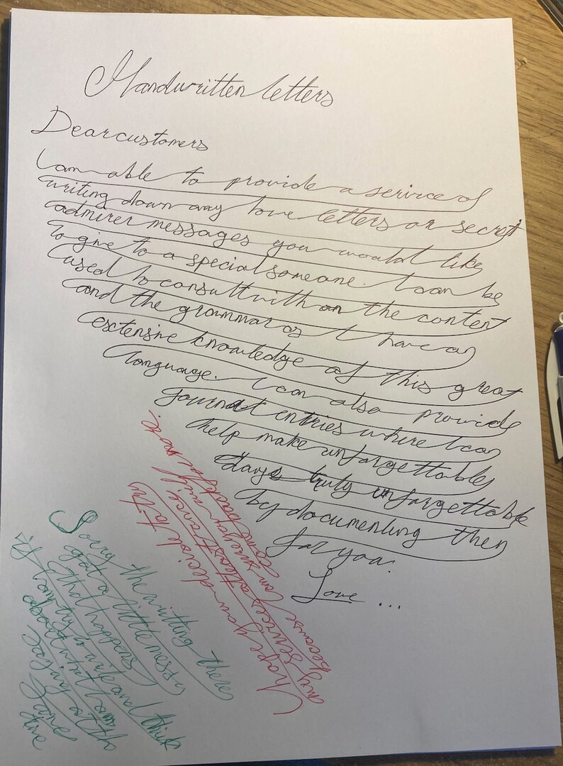 Handwriting Services - Etsy