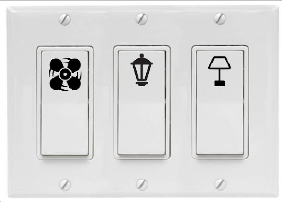 Light Switch Decal (5 Pack) - Fan, Light, Porch Light, Floor Lamp, and ...
