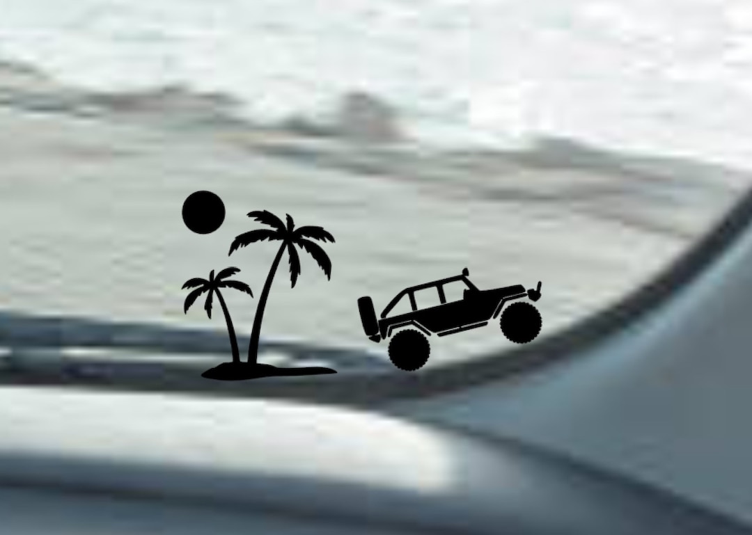 Beach With Vehicle Decal - Windshield Easter Egg for Jeep Wrangler - Etsy
